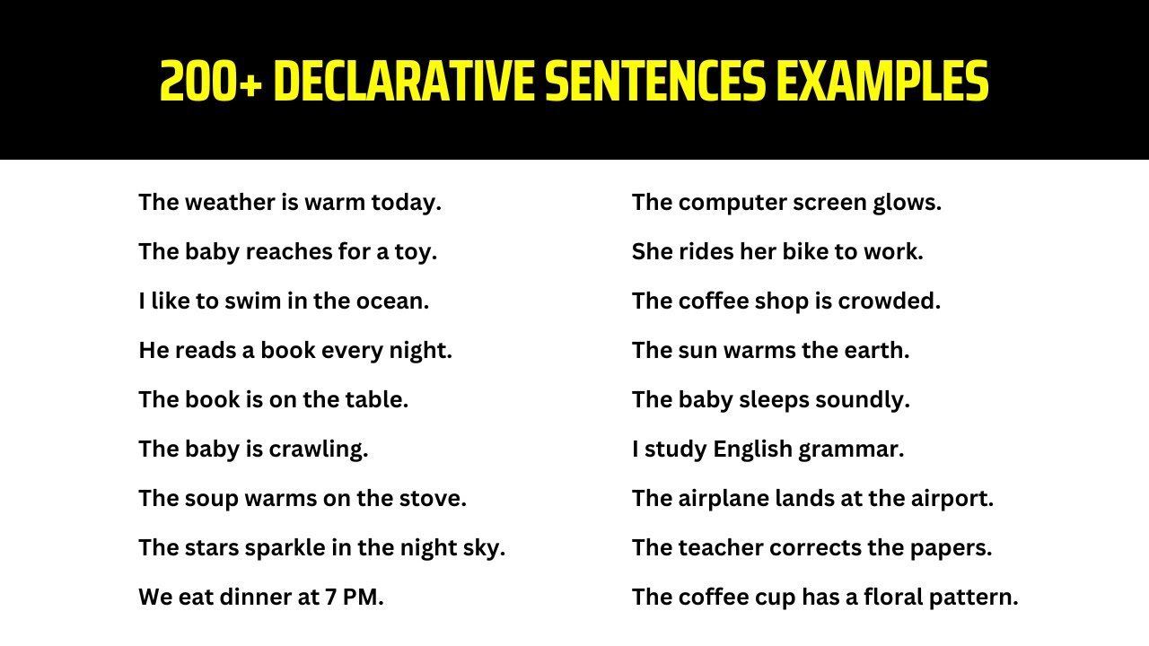 200+ Declarative Sentences Examples | Master English Grammar | Speak ...