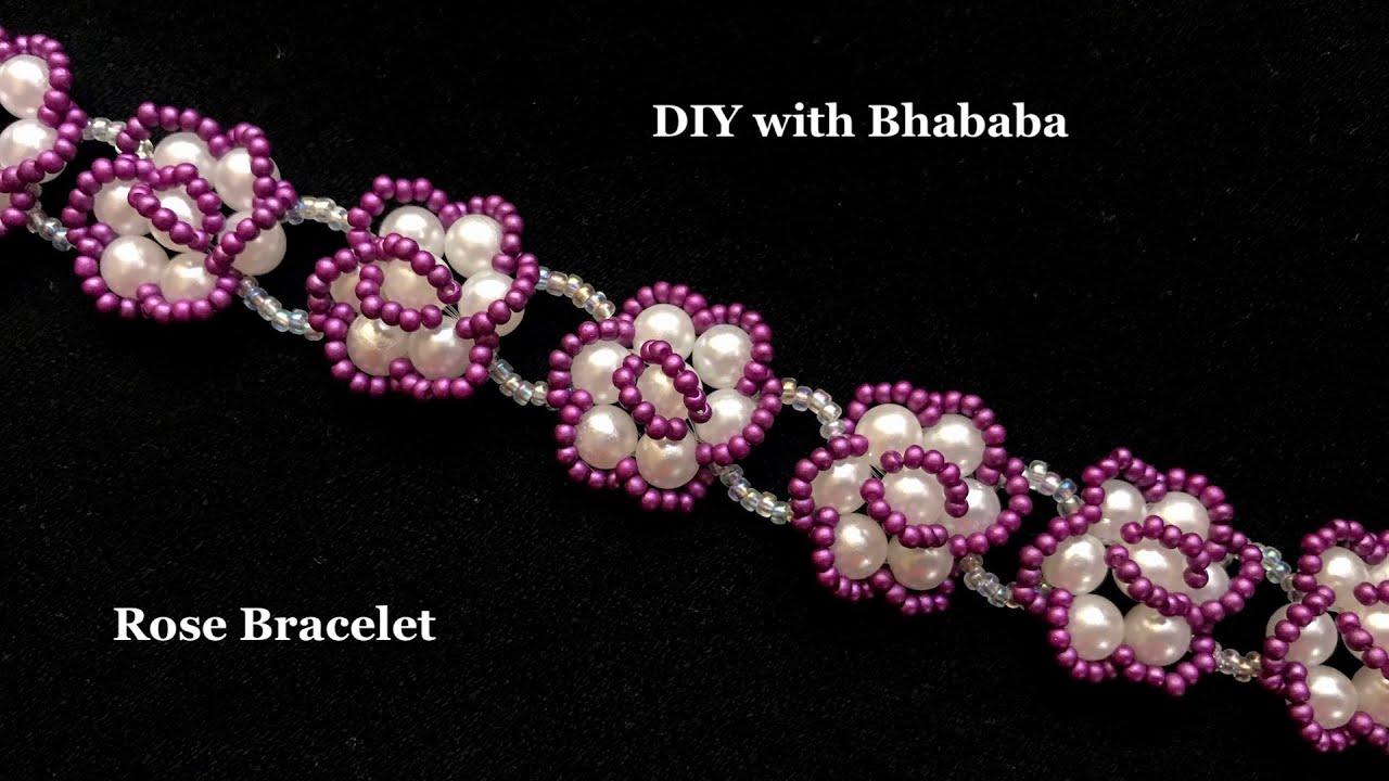 Rose Bracelet , Beaded Rose Bracelet DIY || How to make Beaded flower ...