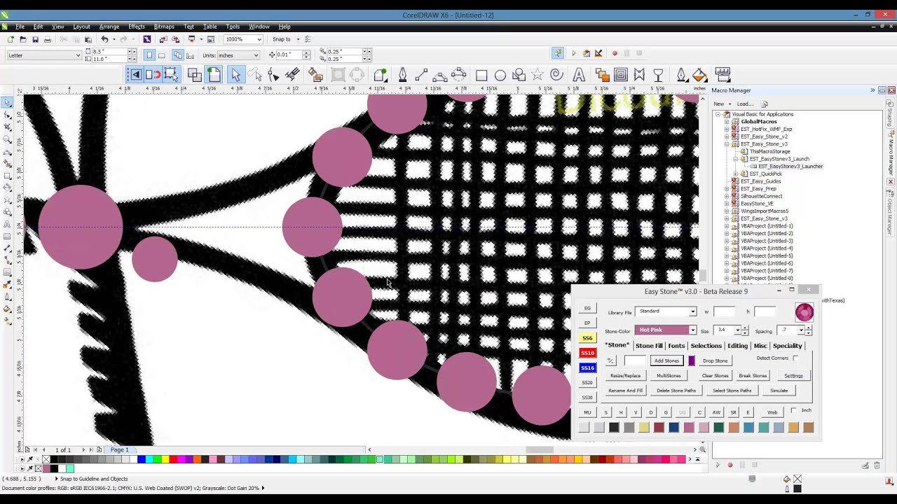 Easy Stone™ v3.0 CorelDRAW Rhinestone Macro - Tennis Racket Decal - YouTube