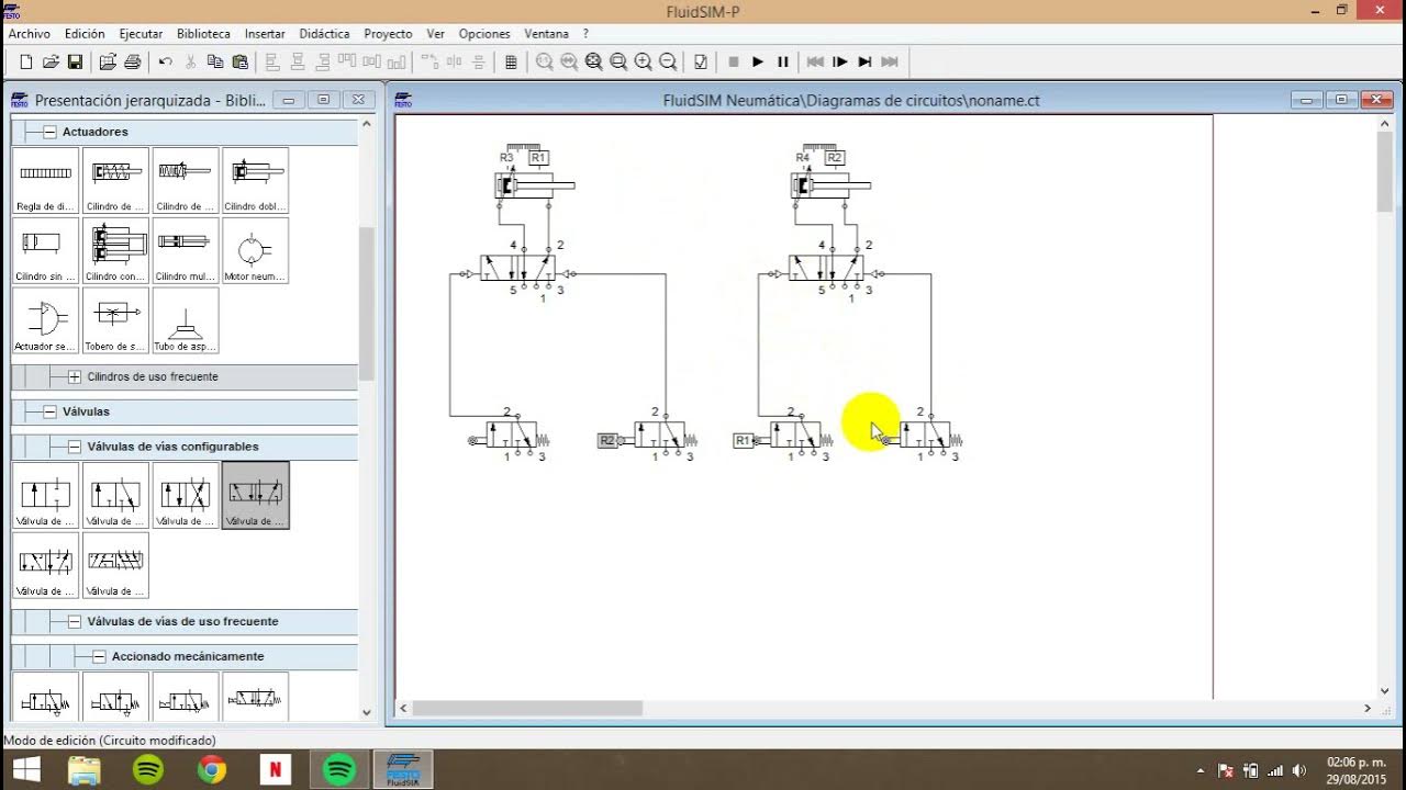 Fluidsim A+,B+,A-,B-, cilindros de doble efecto con paro de emergencia(reinicio maestro) - YouTube