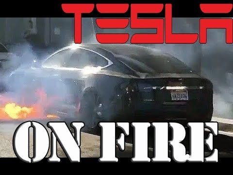 Tesla Burning on Santa Monica Blvd - YouTube