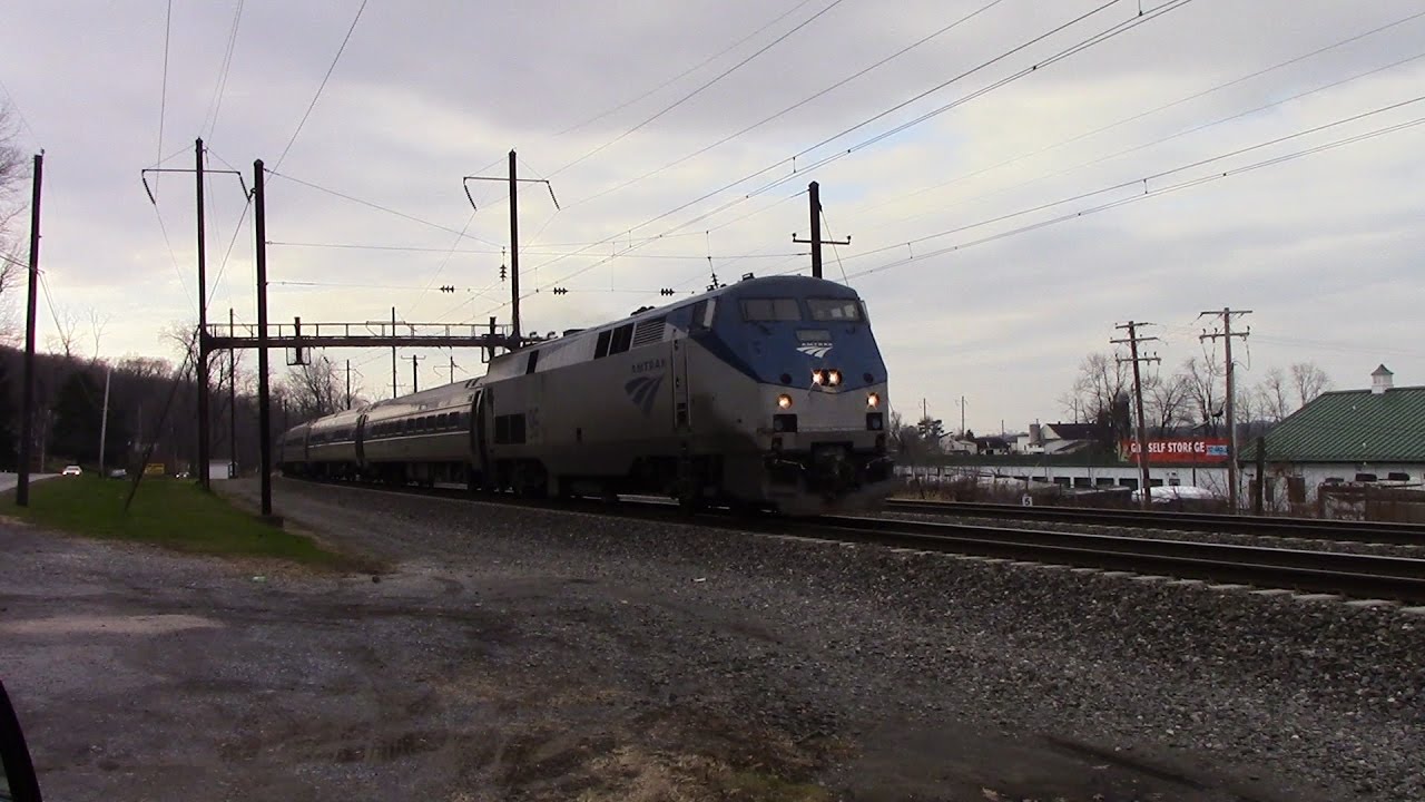 Amtrak 96 leads Pennsylvanian 42 Through Gap, PA - YouTube