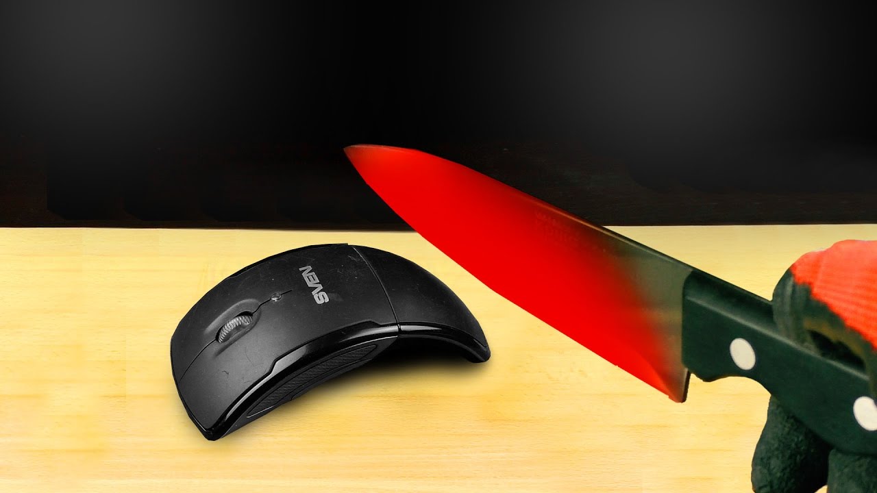 EXPERIMENT Glowing 1000 degree KNIFE VS MOUSE - YouTube