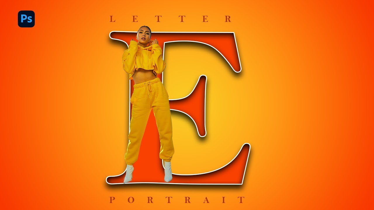 Letter (E) Portrait design in Adobe Photoshop | Photoshop tutorial ...