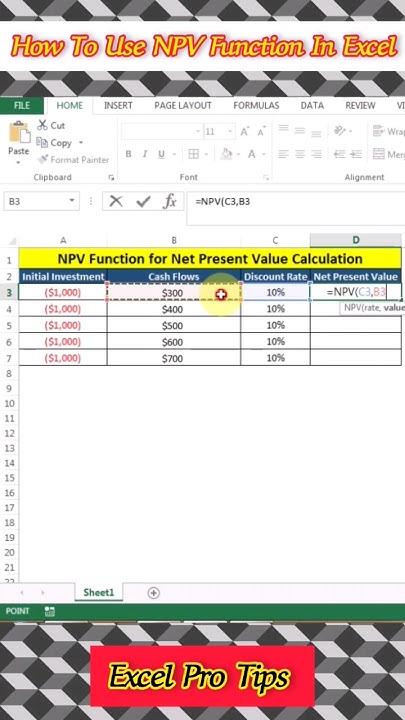 NPV Calculation| Net Present Value In Excel | NPV Excel Function| #exceltips #excel - YouTube