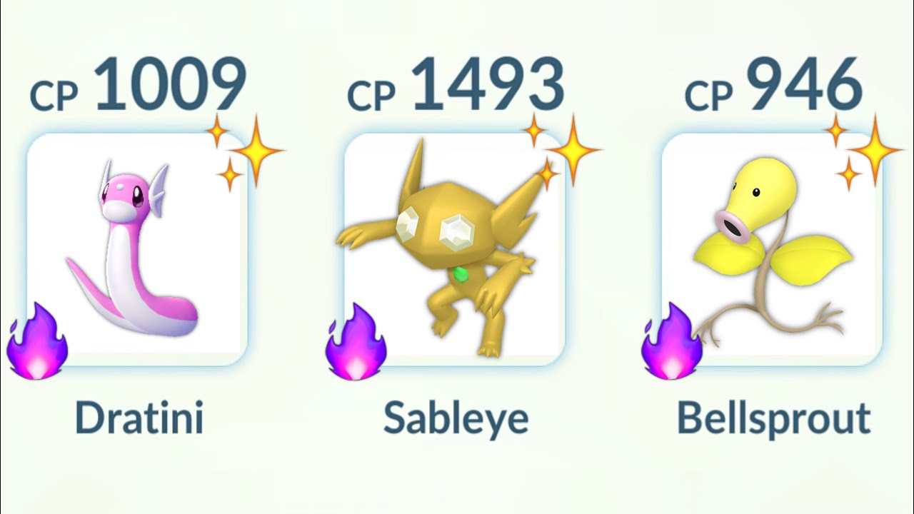Triple Shadow Shiny (Dratini, Sableye, Bellsprout) Team in Pokemon GO ...
