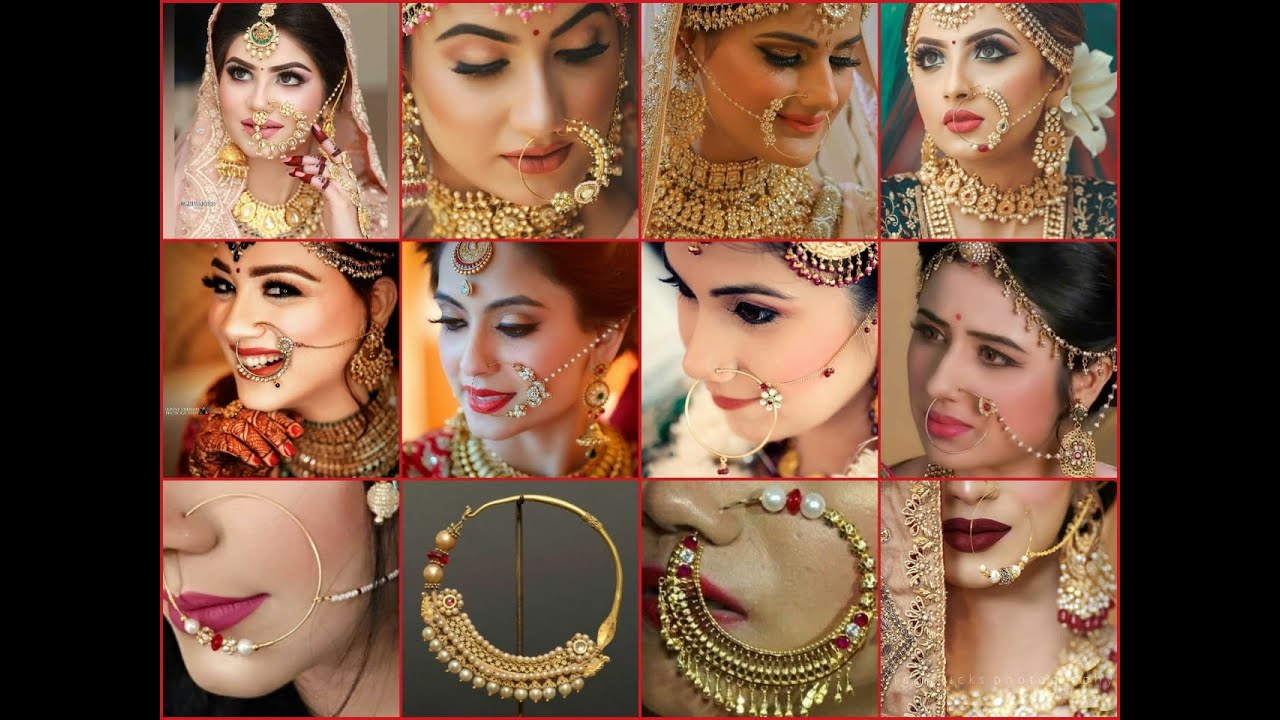 Beautiful bridal nose rings/bridal Nath/nathiya designs/gold jewellery ...
