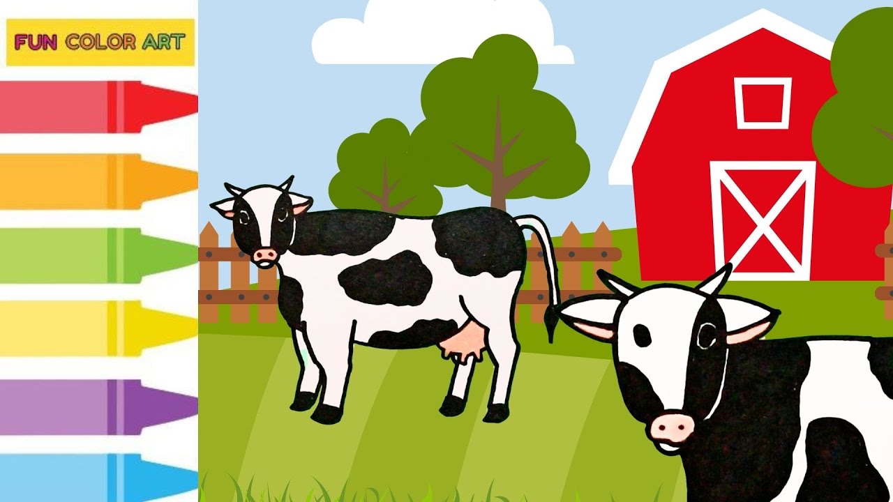 How To Draw Cow Easy Step By Step | Farm Animals Drawing | Old ...