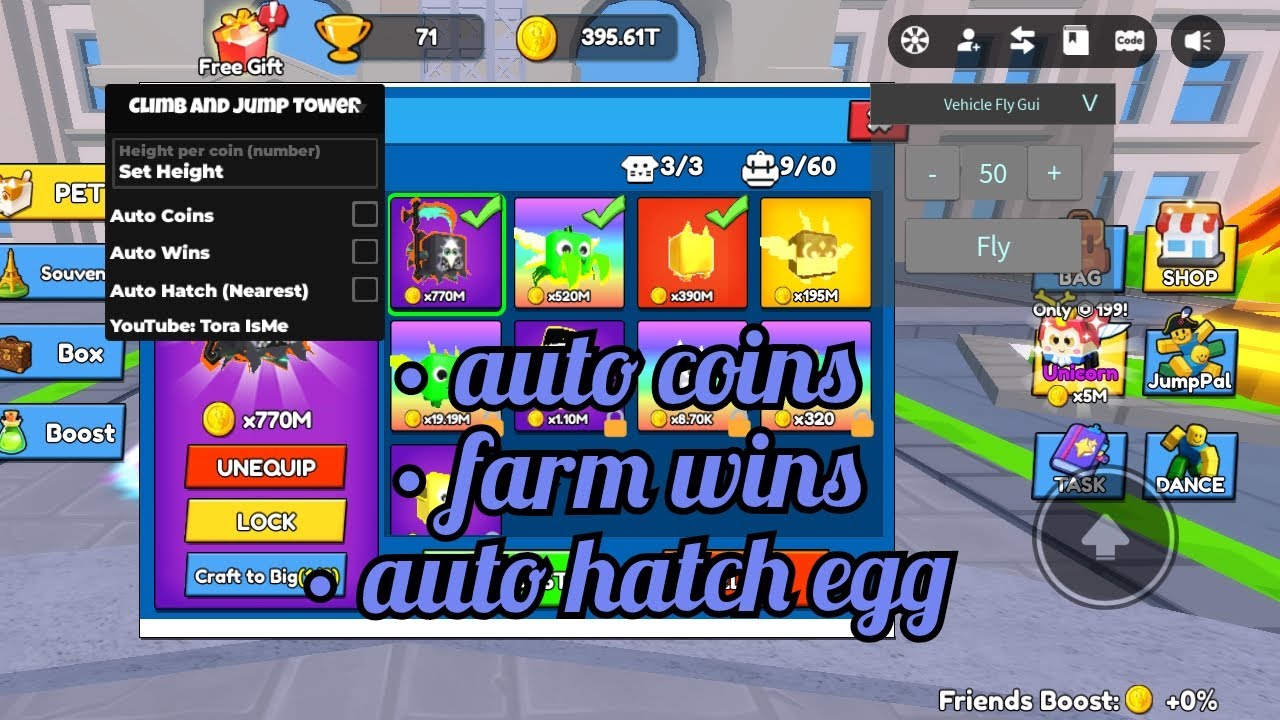 🗼Climb And Jump Tower Script Auto Farm Coins,Farm Wins,Auto Hatch Egg (keyless) - YouTube