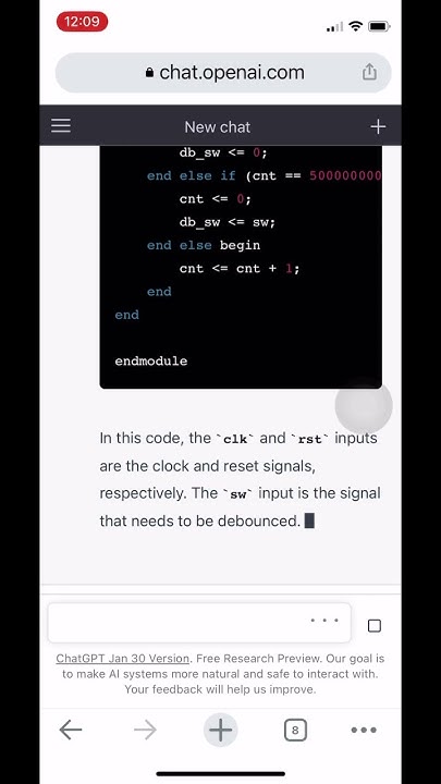 OpenAI create a debounce code in verilog - YouTube