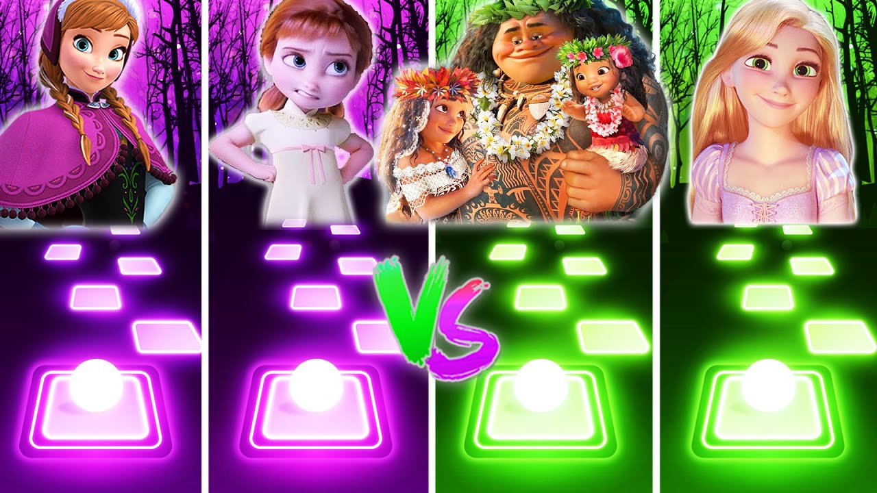 Frozen Anna & Baby Anna Vs Maui & Tangled - Tiles Hop! Love Is An Open ...