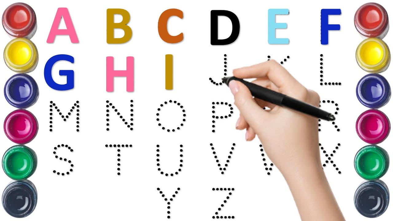 A to Z alphabet, kids rhymes, collection for writing along dotted lines ...