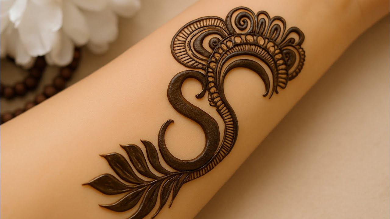 S word BOLD LEAVES mehndi full || mehndi by shiri || new stylish s name ...