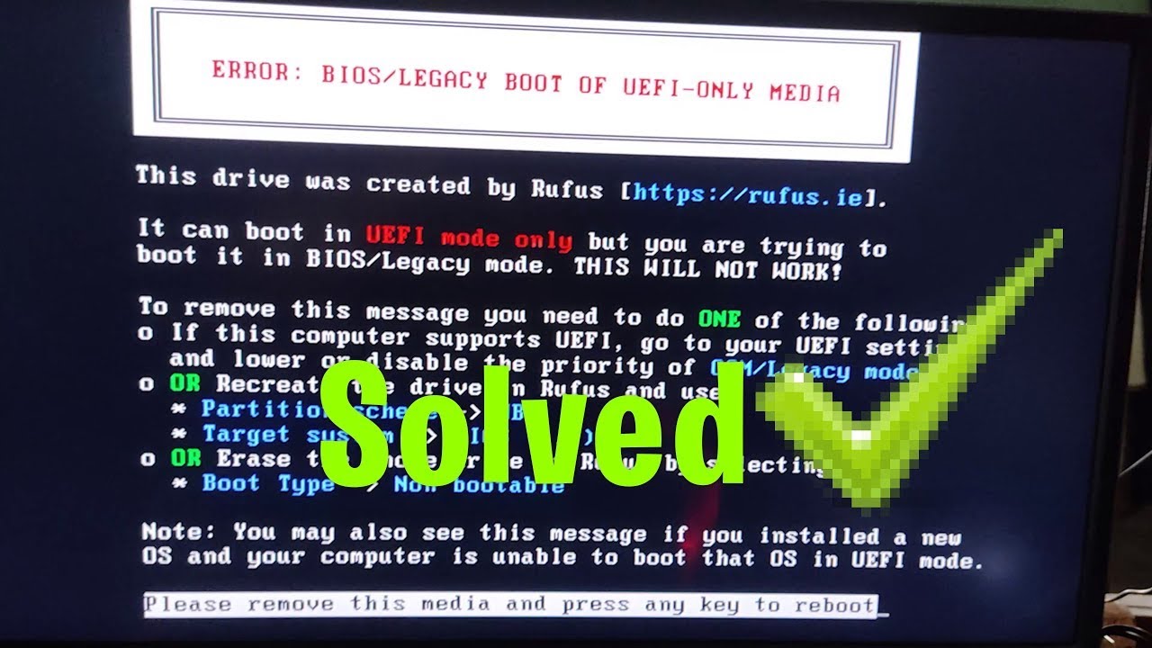 Error Bios | Legacy BOOT OF UEFI | Only Media in Laptop/Computer/Pc ...