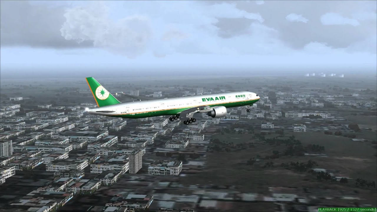 [FS9] EVA Air BR15 B777-300er Los Angeles to Tapei landing - YouTube