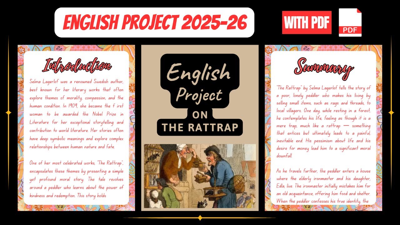 Class 12 English Project File | The Rattrap | CBSE 2025 | with PDF ...
