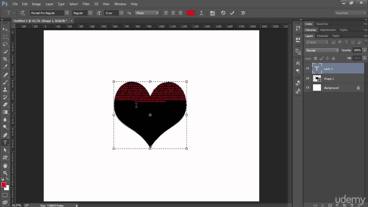 how to fill shapes with text in Photoshop cc - YouTube