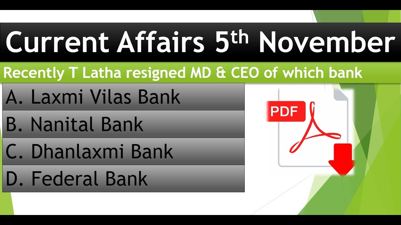 Current Affairs 5th November 2019 || Important for All Exam || 5 ...