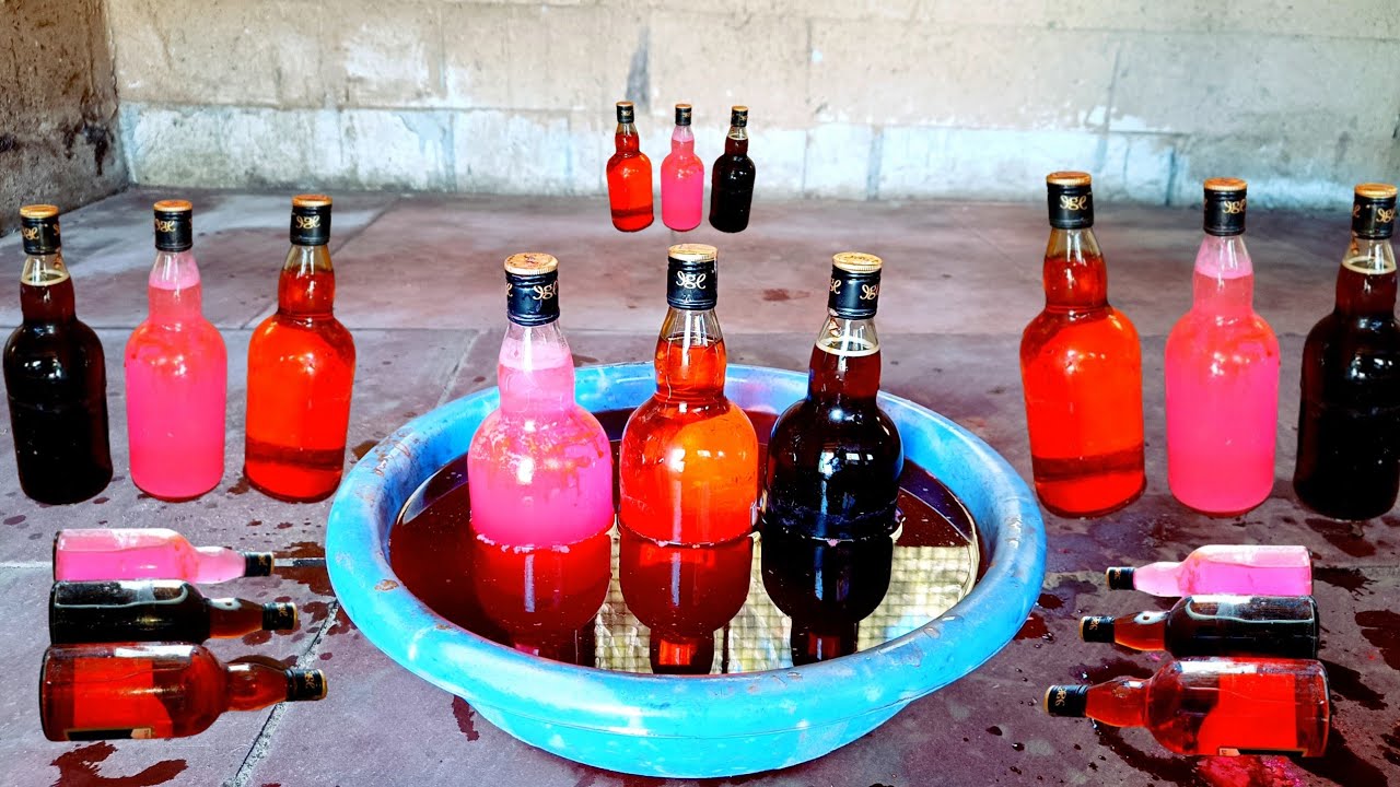 Breaking colour glasses bottles crushing || Crushing & soft things ...