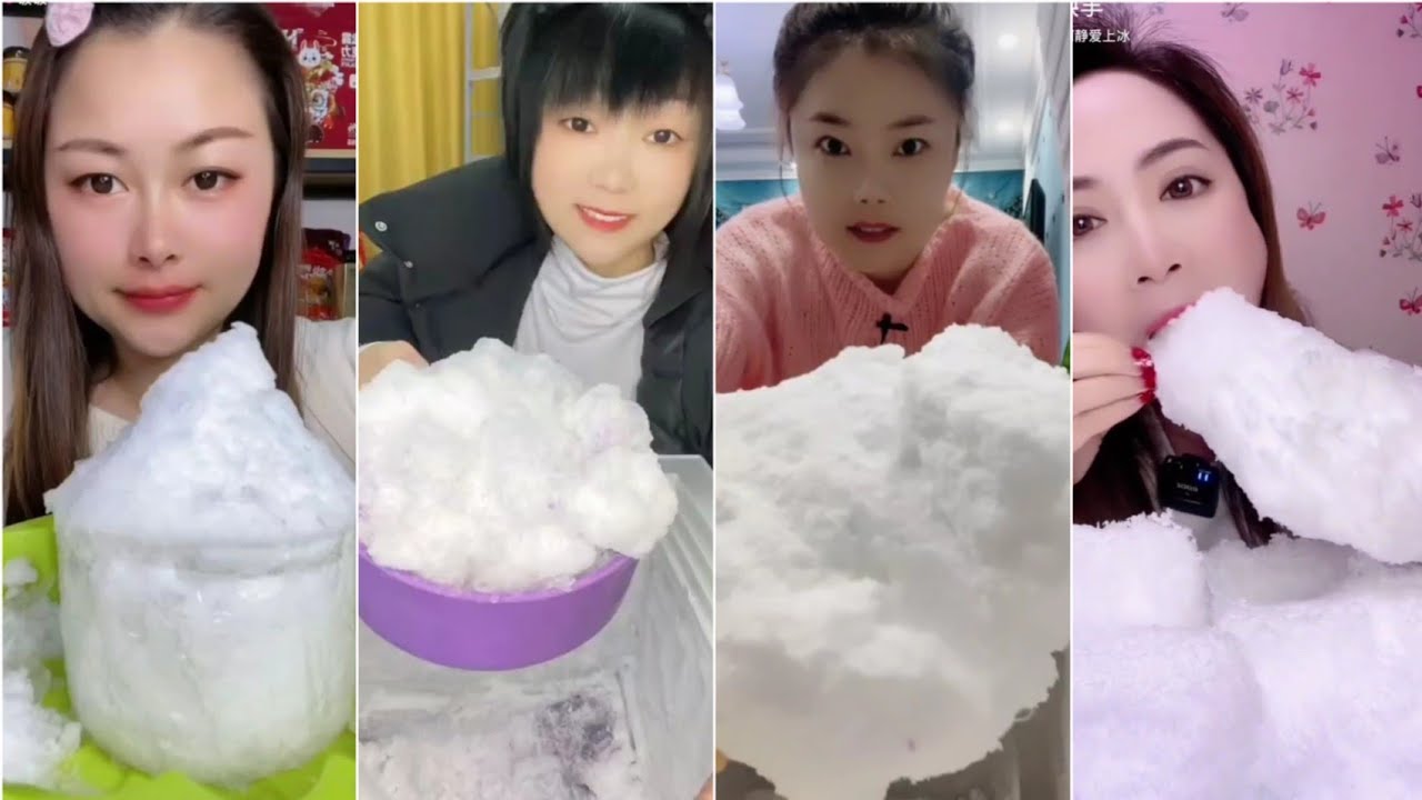 WHITE ICE EATING ASMR 💙 ICE EATING ASMR 💙 Snow-white ASMR 💙 - YouTube