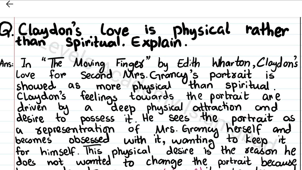 written Q & A of the story The Moving Finger by Edith Wharton LLB ...