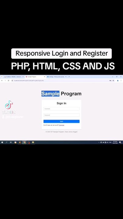 Responsive Login And Register Using Php Html Css And Js Htmltutorial Fyi