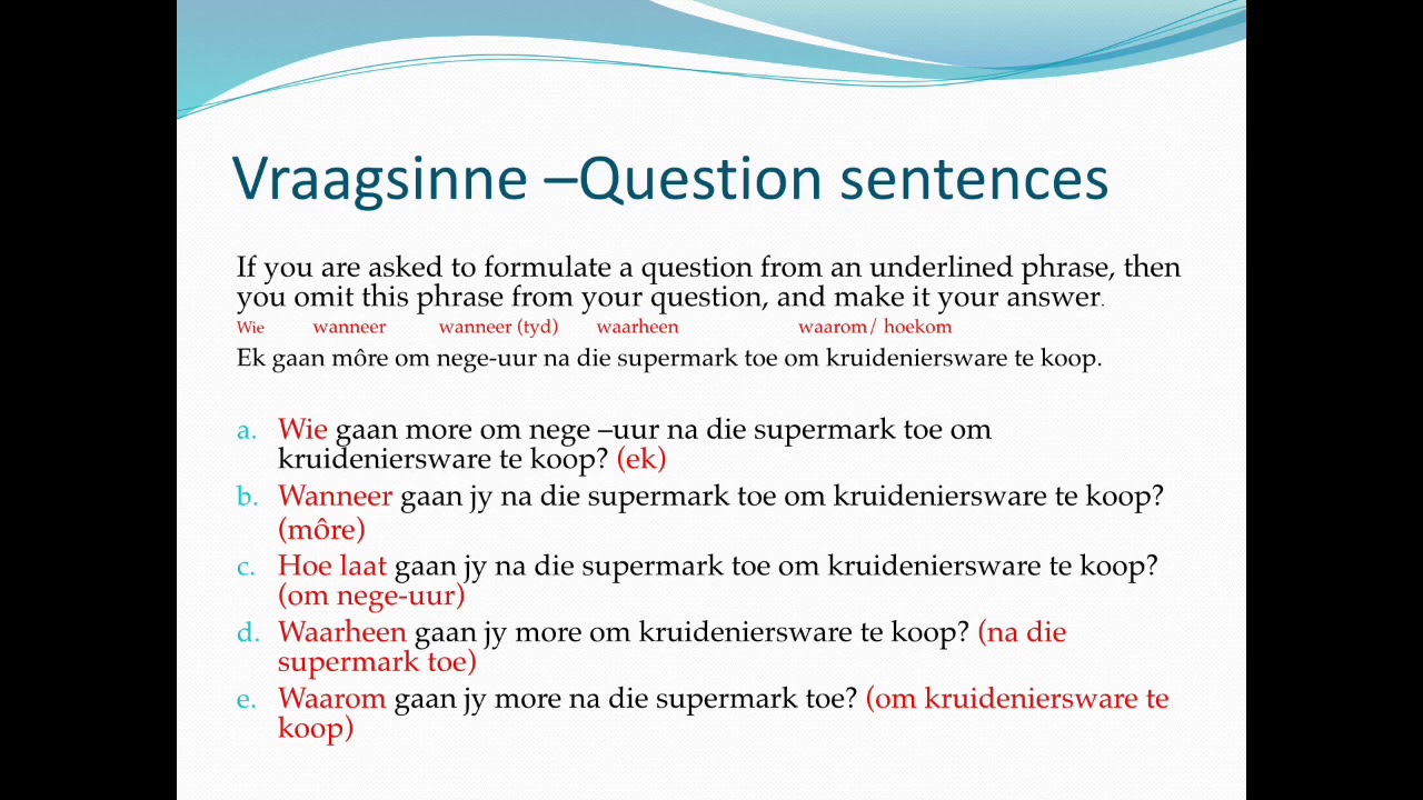 Steducentre Afrikaans L21 Vraagsinne - YouTube