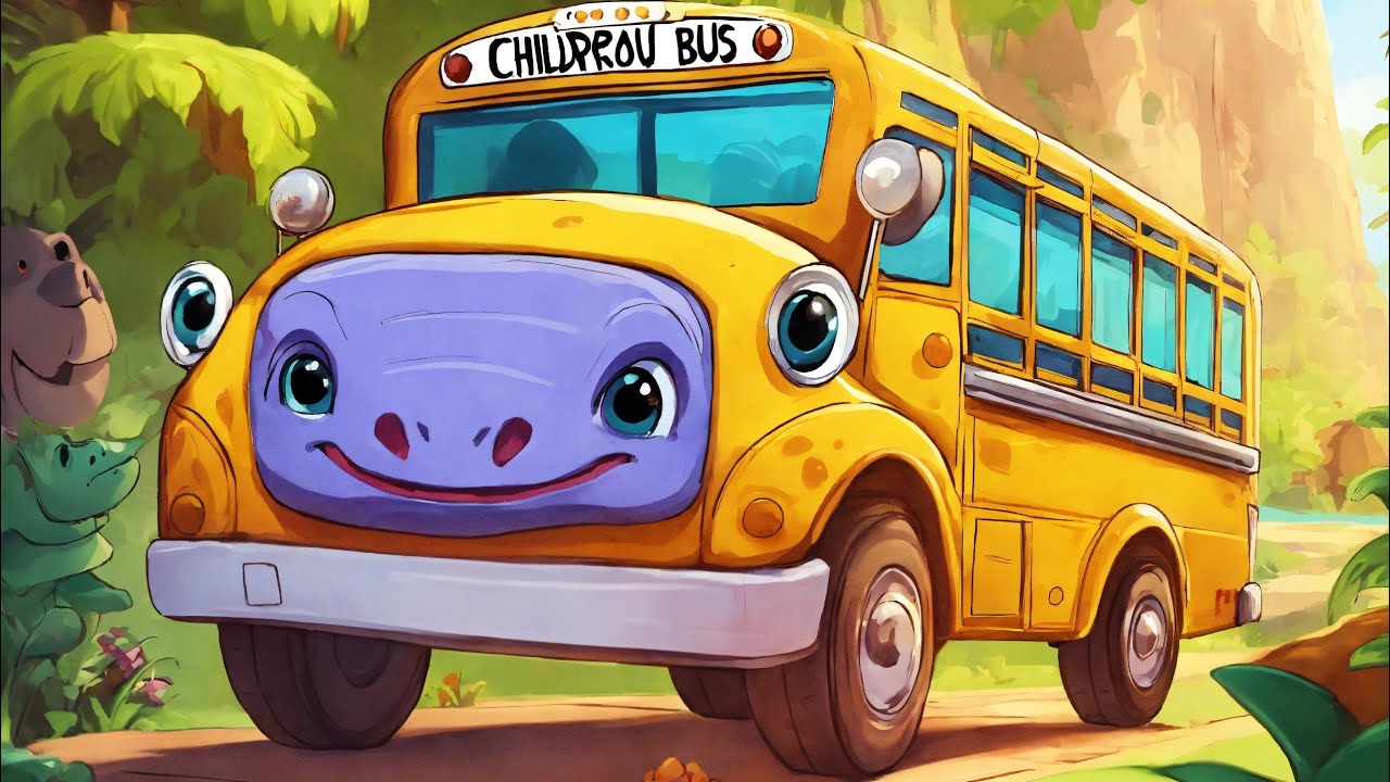 "🎶 The Wheels on the Animal Bus Go Round! | Fun Nursery Rhymes ...