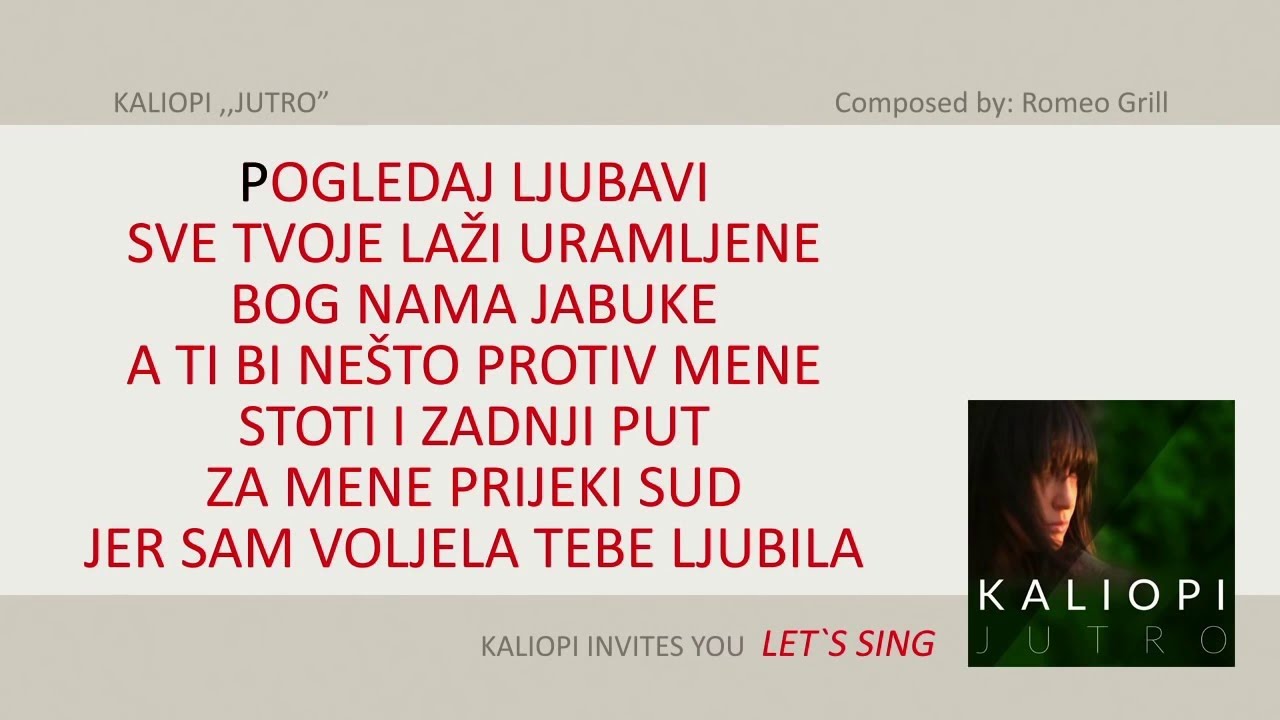 KALIOPI - "JUTRO" (official karaoke version) - YouTube