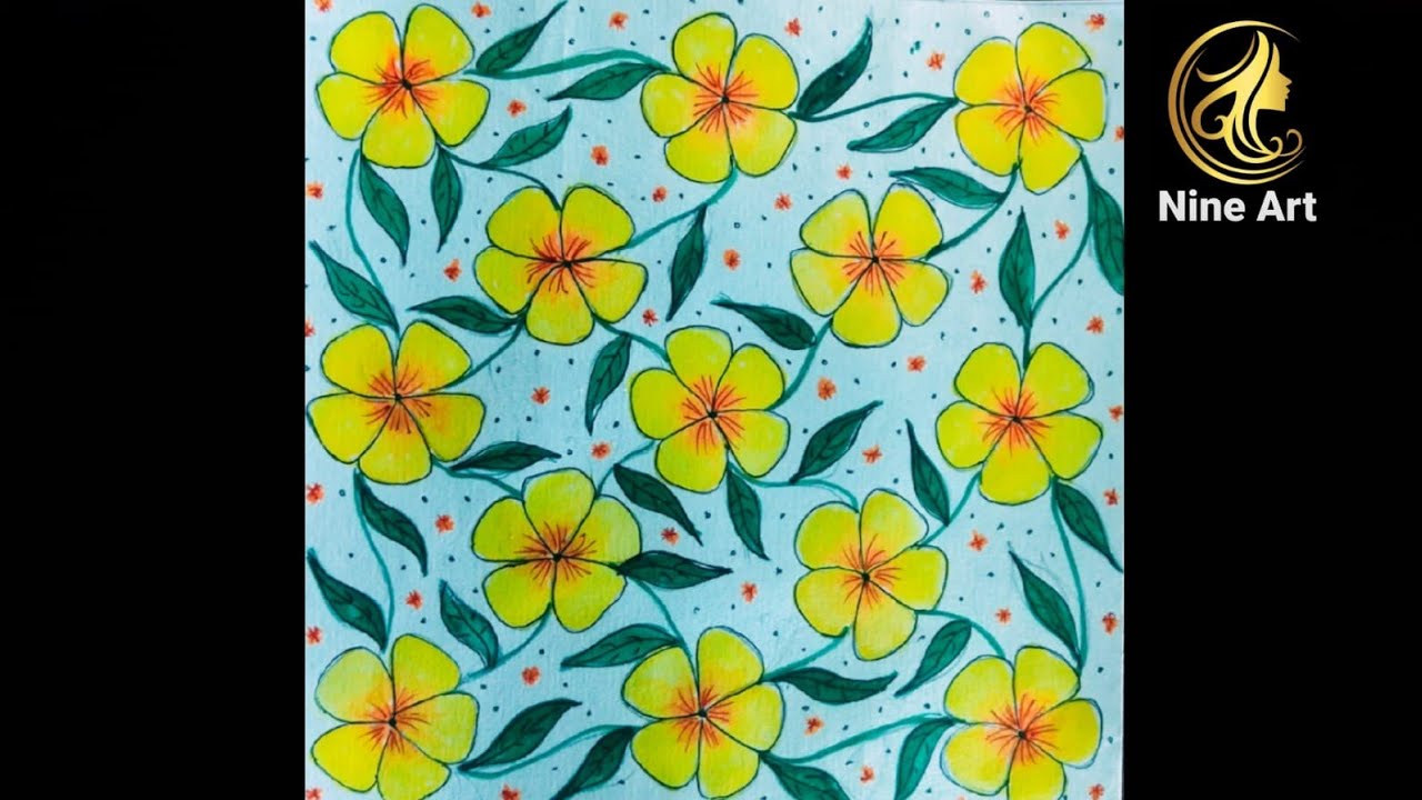 How to painting with Drawing a wide floral pattern suitable for a ...