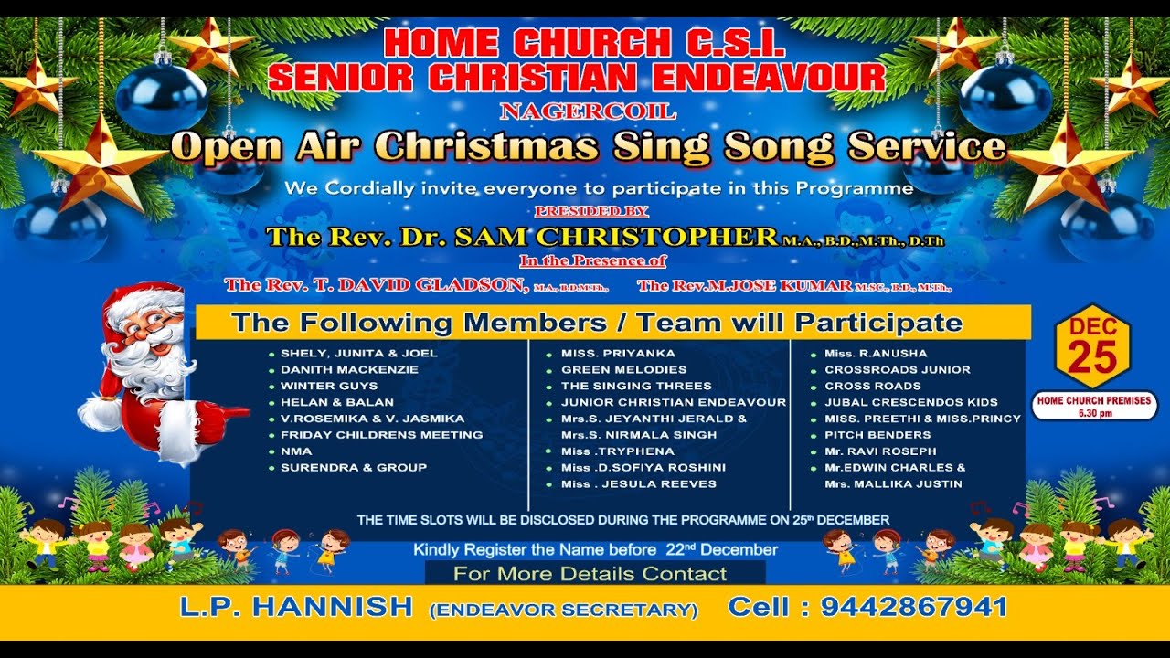 Home Church C.S.I Senior Christian Endeavour Nagercoil Open Air Sing ...
