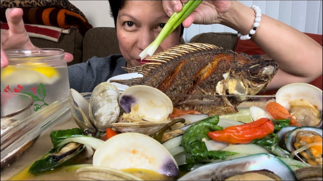 FILIPINO FOOD | GINISANG TAHONG AT HALAAN | MUSSELS | CLAMS | FRIED ...