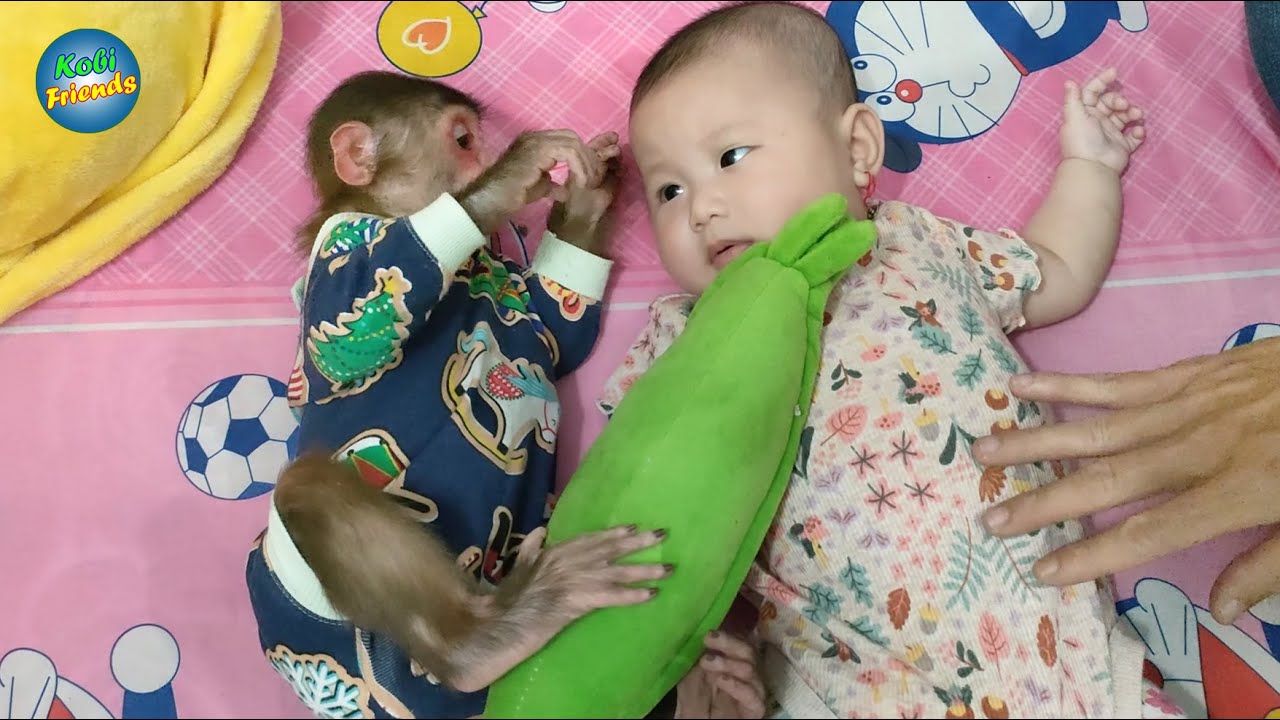 Kobi goes to Baby Ceri's room to visit and play with her - YouTube