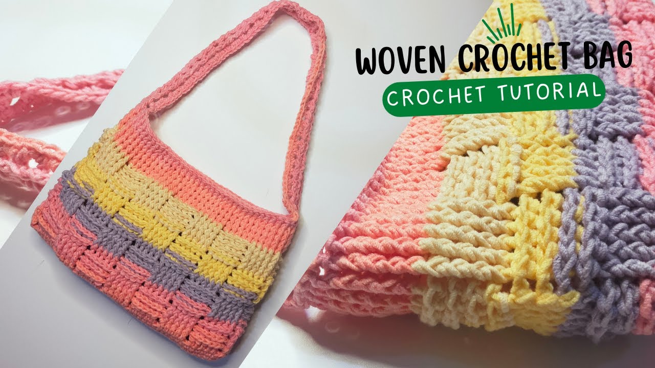 Tas Rajut Motif Anyam - Woven Crochet Bag - YouTube