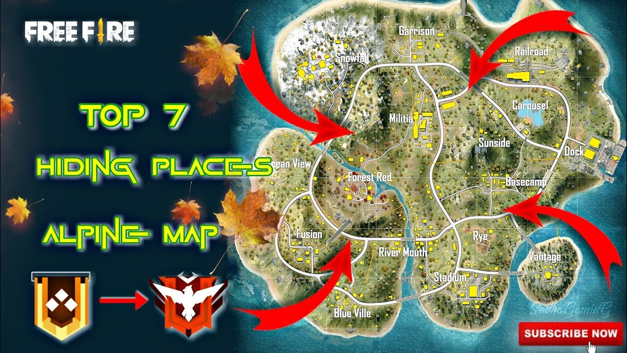TOP 07 HIDING PLACES IN ALPINE MAP | FREE FIRE SECRET TRICKS | PART 1 ...