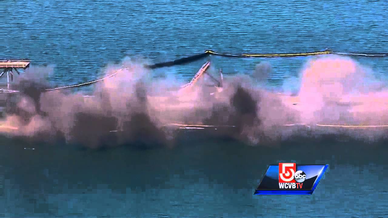 Second phase of Long Island Bridge demolition - YouTube