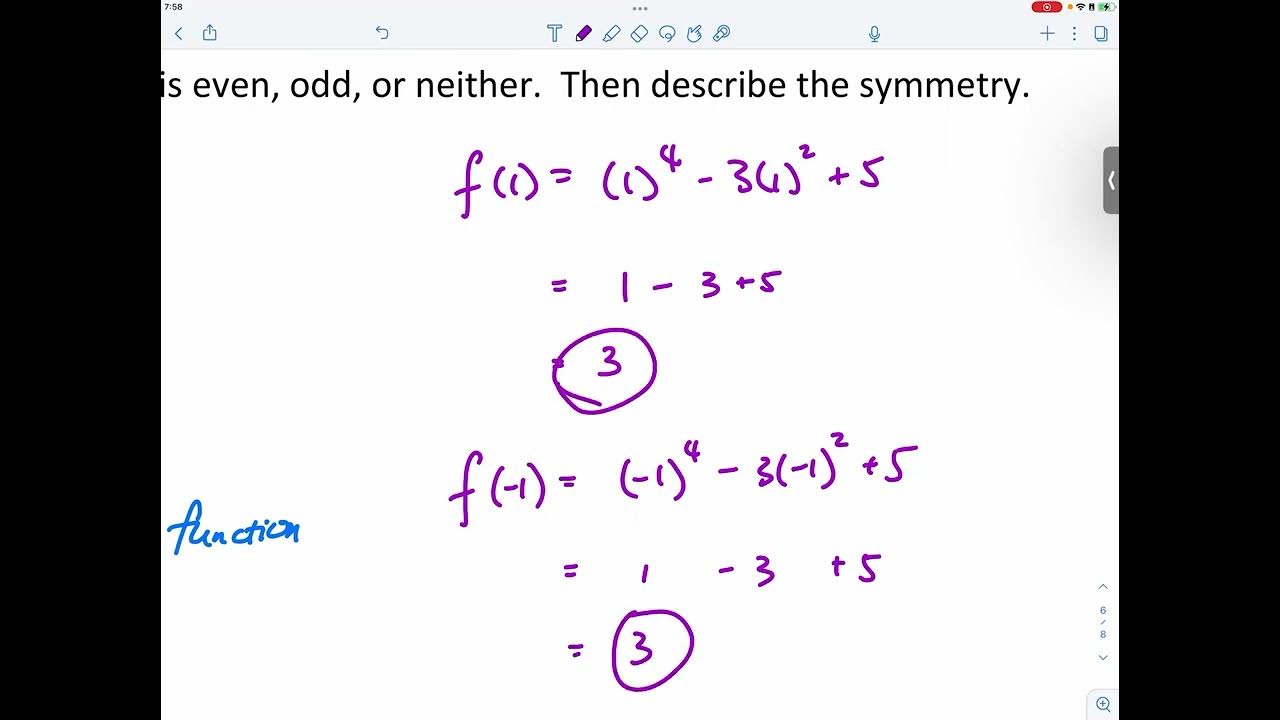 [PreCal] Unit 1: Function Review: Determine if a function is even, odd, or neither. - YouTube