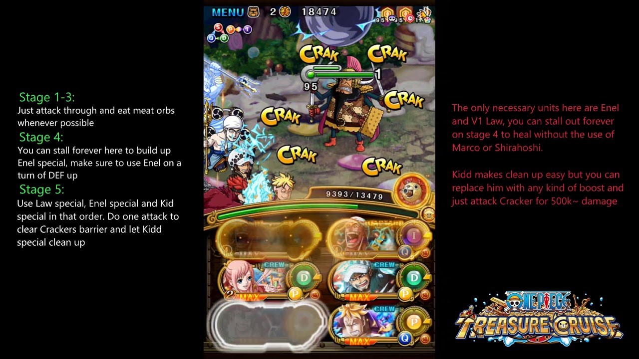 OPTC Raid Cracker vs 6+ Enel - YouTube