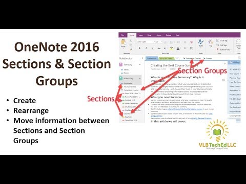 OneNote 2016 Sections and Section Groups - YouTube