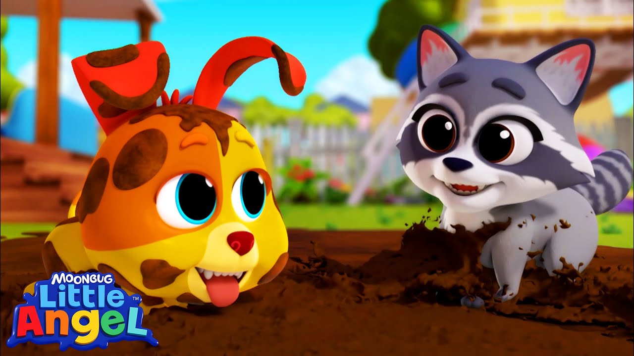Bingo Gets Muddy | Animal Learning Videos | Little Angel Kids Songs ...