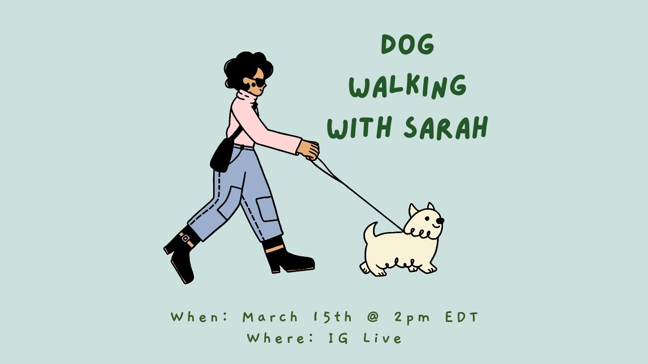 Join Sarah + Willow a Dog Walk on IG Live! - YouTube