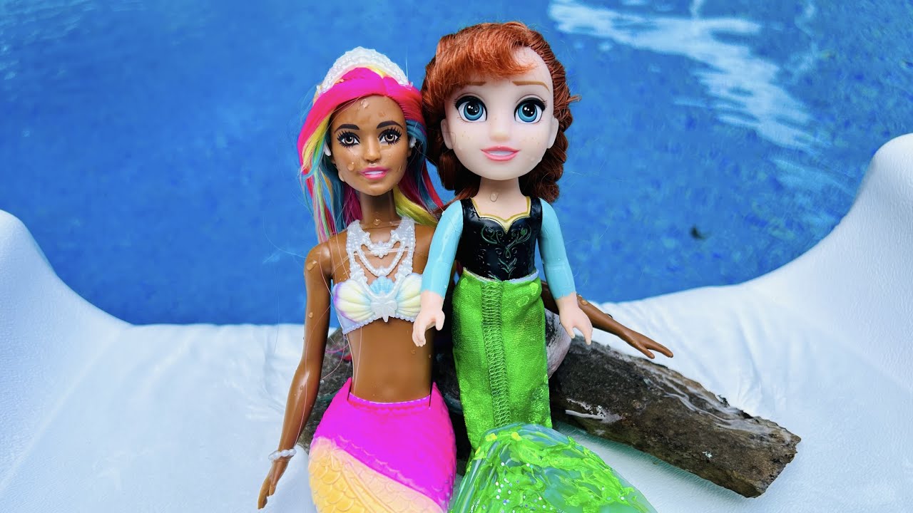 Elsa & Anna toddlers become Mermaids! Barbie is a mermaid - fun ...