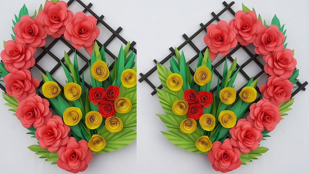 Diy Craft Idea/Easy Origami Flower Rose Wall Art/Origami Hearts ...