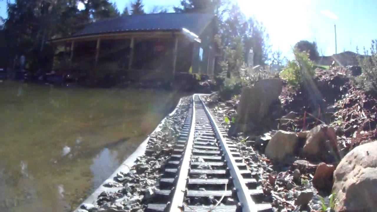 New garden train layoutc pond 9 - YouTube