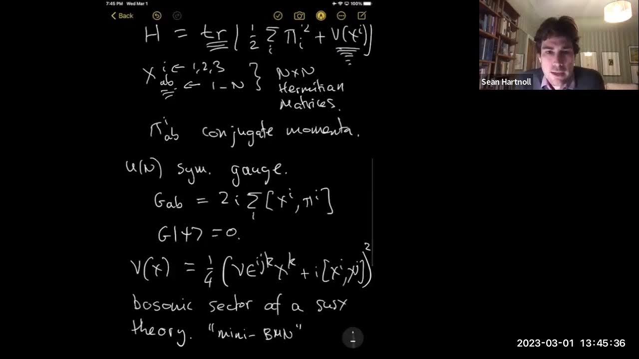 Sean Hartnoll - Entanglement and Emergent Space from Large Matrices - 03-01-23 - YouTube