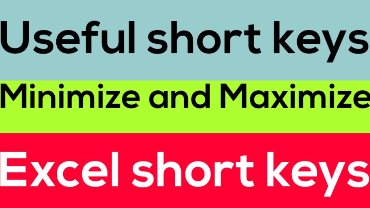 How to minimize and maximize window/ worksheet| Basic Excel short keys ...