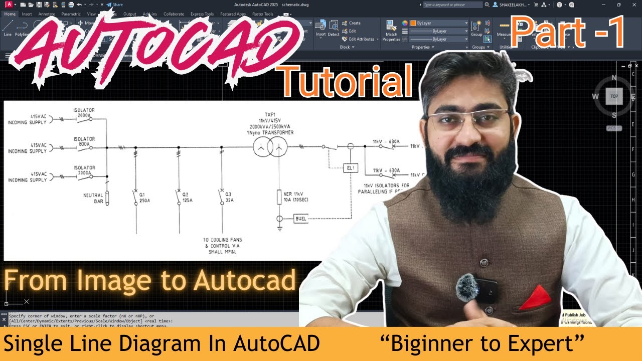 Image to Autocad Part -1 | Single line diagram in Autocad | AutoCAD ...