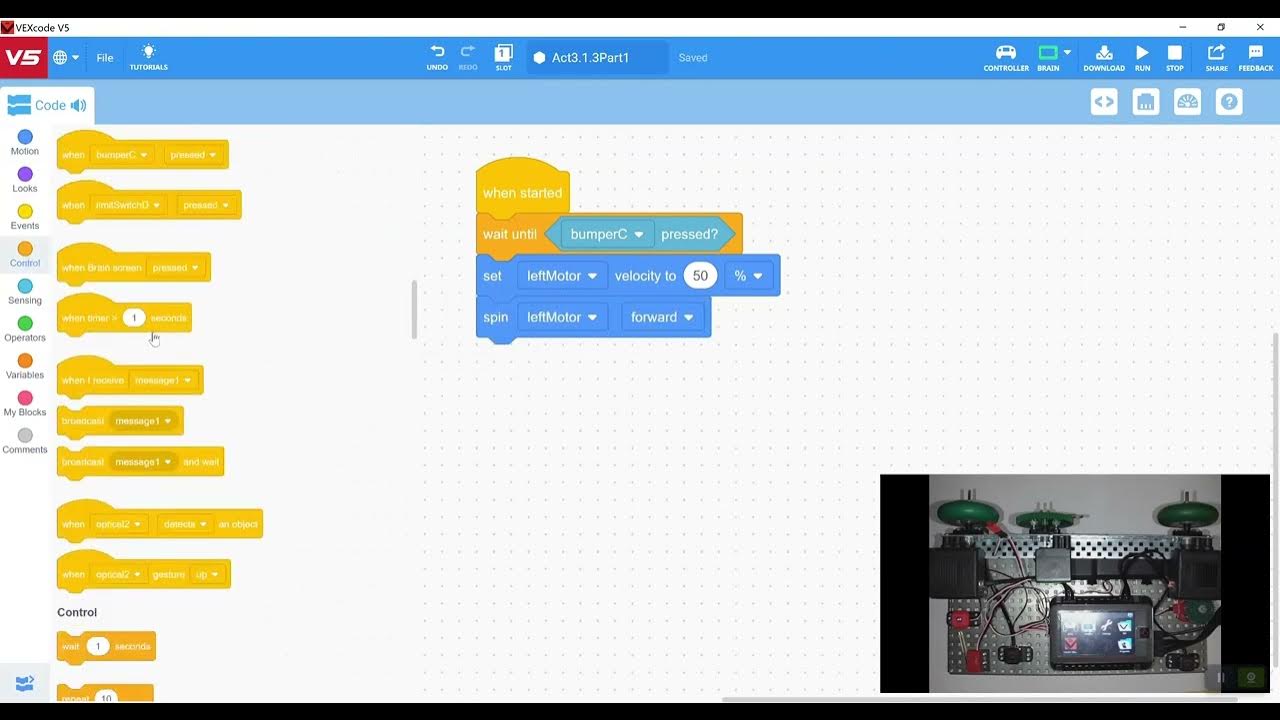VEX V5 Activity 3.1.3 Part 1: Bumper Switch - YouTube