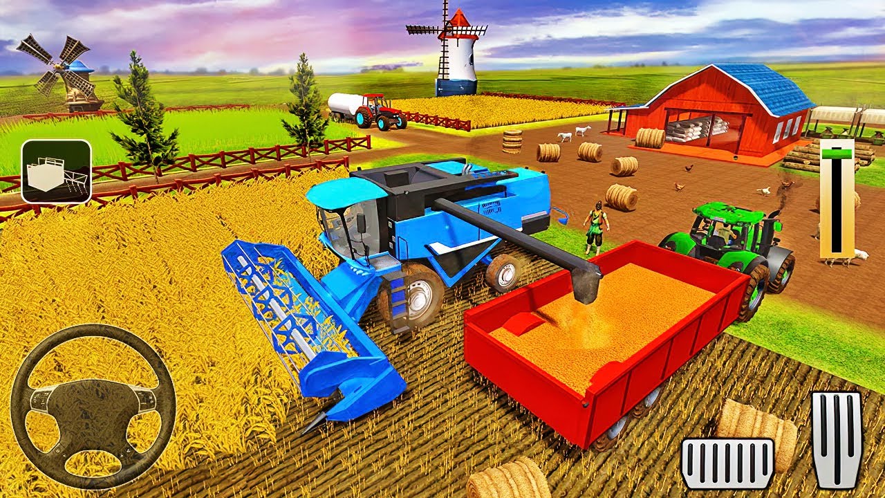 Real Tractor Farming Simulator 2024 - Harvester Tractor Driving ...