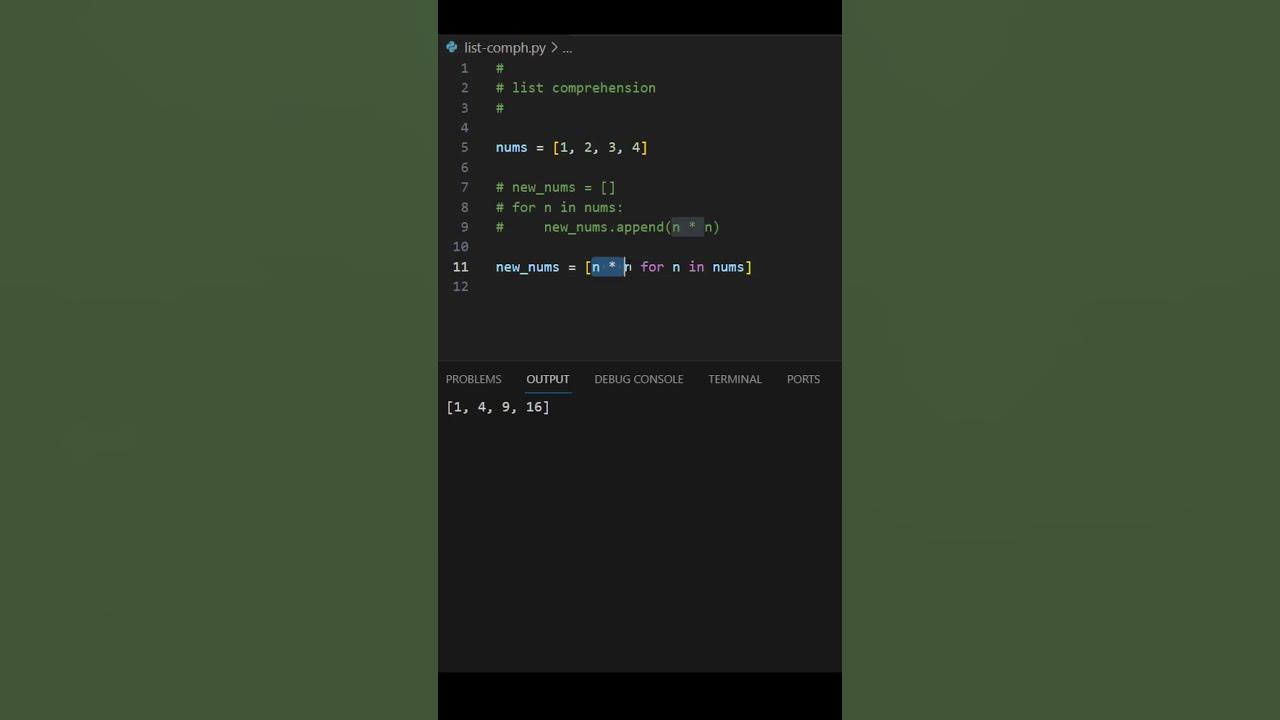 Python List Comprehension Kullanimi Shorts Python Pythonprogramming